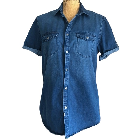 Calvin Klein | Tops | Calvin Klein Blue Jeans Denim Buttondown Western ...
